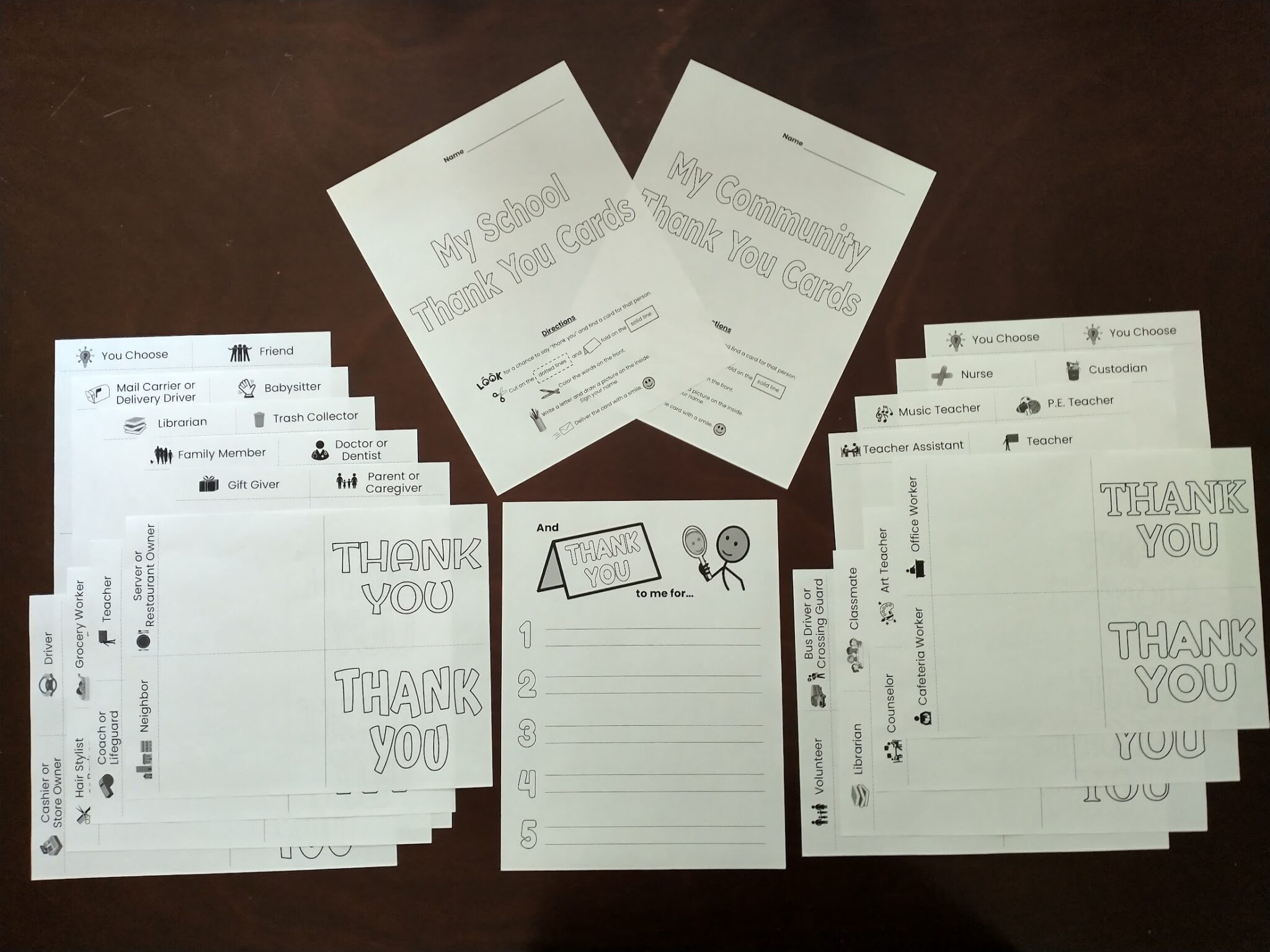 34 Thank You Cards for Children to Give to School and Community Helpers ...